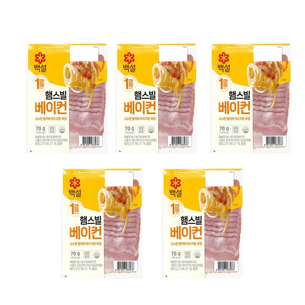 CJ제일제당 [CJ직배송] 백설 햄스빌 아침에 베이컨70G X 5개, 70g, 5개 - 베이컨 | 쿠팡