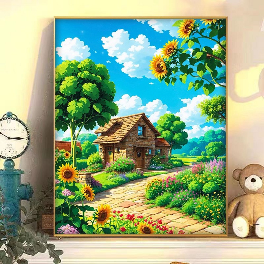 '코지하루 DIY 명화그리기 유화 그림 그리기 아크릴화 40x50, 해바라기 핀 벽돌집..., 1개' 최저가 검색, 최저가 16,800원 - 할인 알림