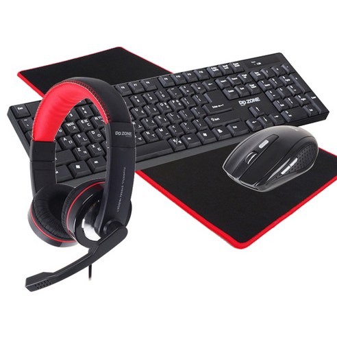 DDZONE 키보드 + 마우스 + GOON 게이밍 장패드 + 사운드 헤드셋, 키보드, 마우스(DMK-W5000), 장패드 ...