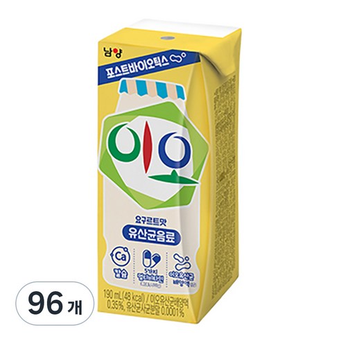 '남양이오 유산균 음료, 190ml, 96개' 최저가 검색, 최저가 38,180원 - 할인 알림