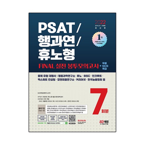 2022 최신판 PSAT/행과연/휴노형 FINAL 실전 봉투모의고사 7회분 + 무료 NCS 특강, 시대고시기획 - 가격 변동 추적 그래프 - 역대가