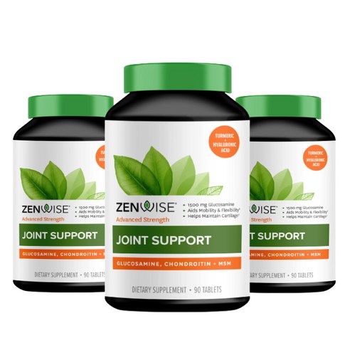'Zenwise Health 젠와이즈 조인트 서포트 글루코사민 콘드로이친 1200 MSM 180정 3팩, 180정, 3개 ...