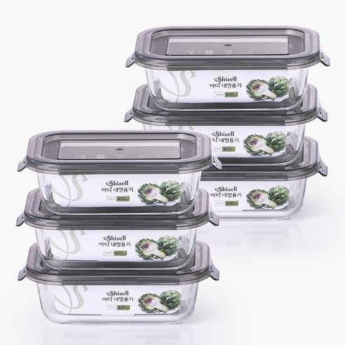 내열유리 반찬통 세트 6P 400ml - 밀폐용기/세트 | 쿠팡