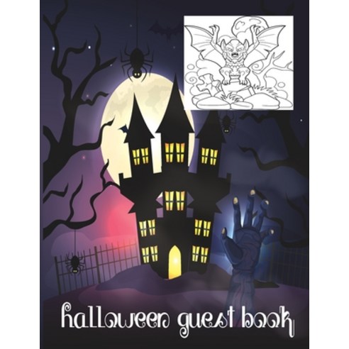Halloween Guest Book: Cute Halloween Guest Coloring Book for Kids ...