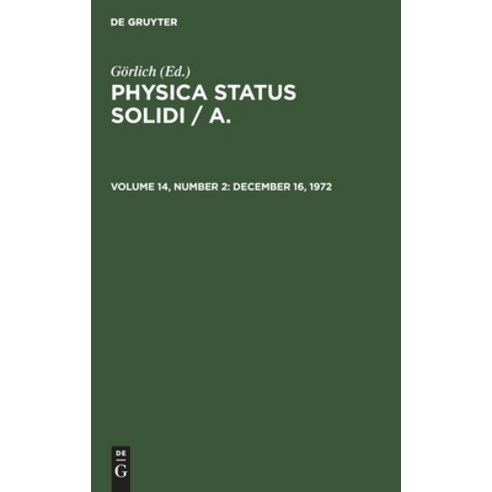 (영문도서) December 16 1972 Hardcover, de Gruyter, English, 9783112496510 ...