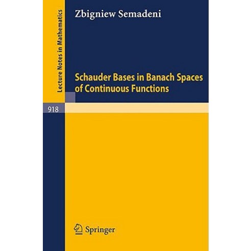Schauder Bases in Banach Spaces of Continuous Functions Paperback, Springer - 가격 변동 추적 그래프 - 역대가